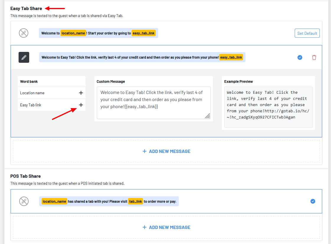 Location Settings: Messaging